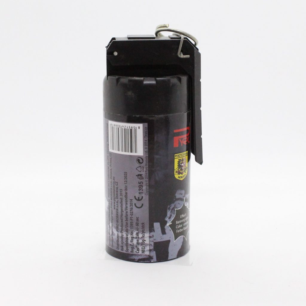 Black smoke grenade w. lever igniter - pyroshop PyroFire.EU