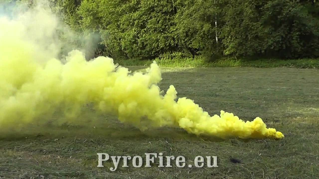Yellow smoke grenade w. lever igniter - pyroshop PyroFire.EU